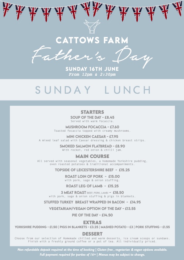 Special themed menus - Cattows Farm